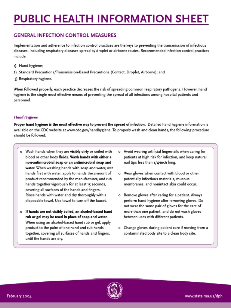 Public Health Information Sheet: General Infection Control Measures ...