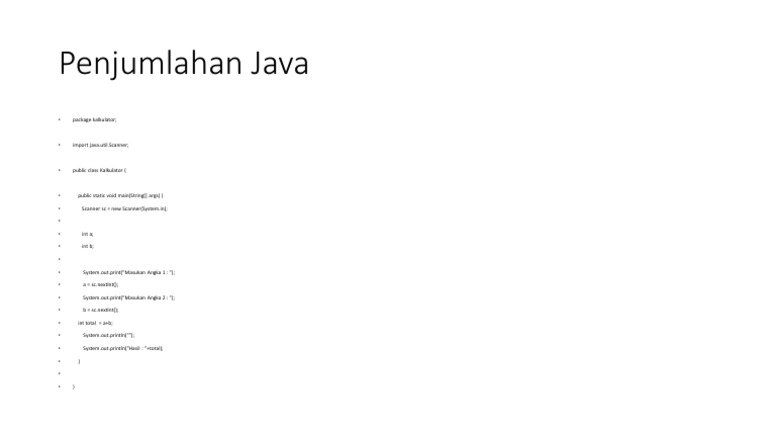 Penjumlahan Dengan Java | PDF