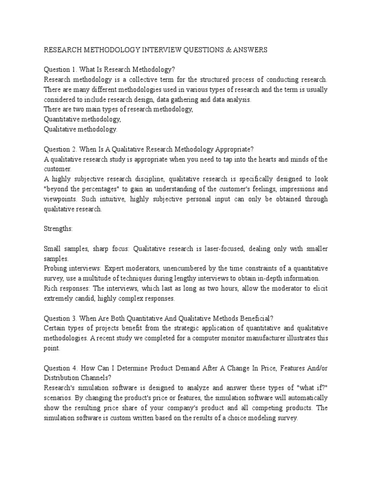 Research Methodology Interview Questions | PDF | Research Design ...
