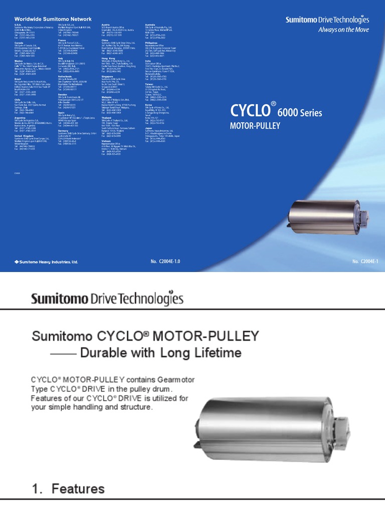 Cyclo Series Motor Pulley | PDF | Bearing (Mechanical) | Electric Motor