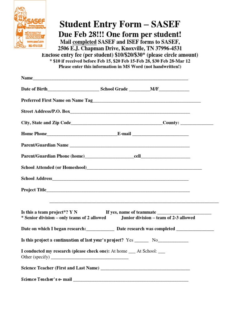 Student Entry Form | Download Free PDF | Biological Engineering | Science