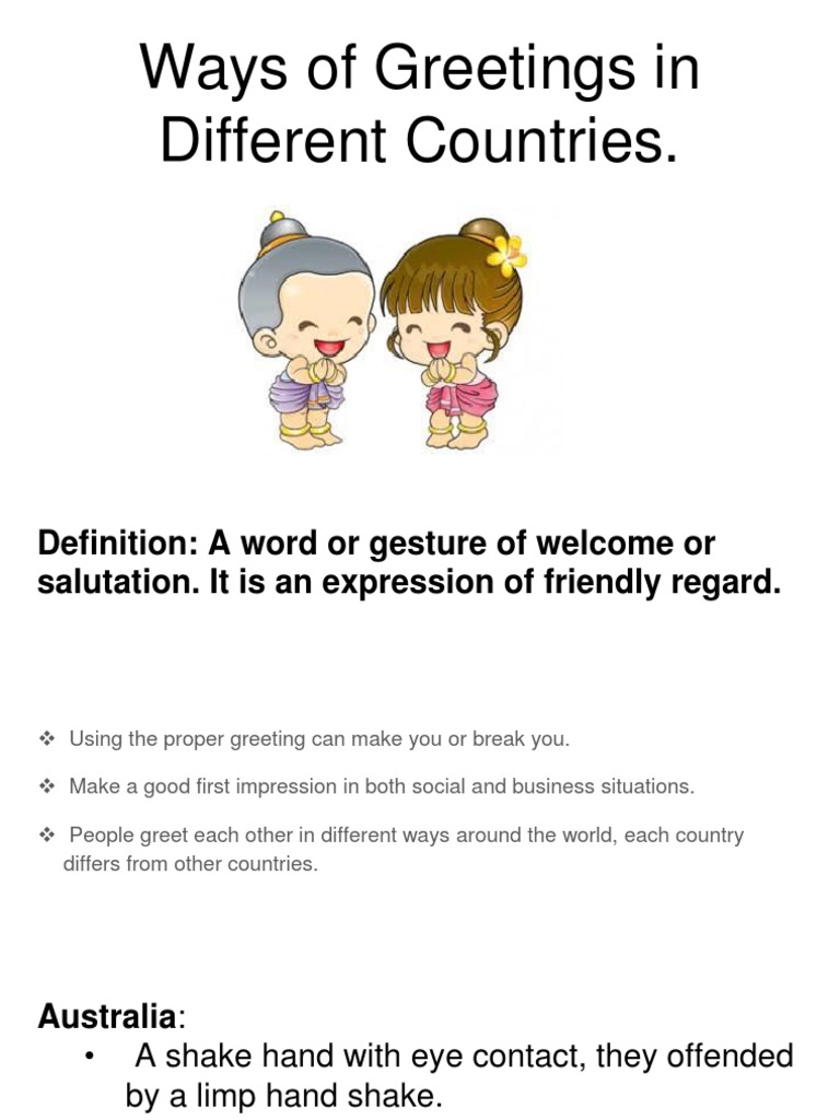 Ways of Greetings in Different Countries | PDF
