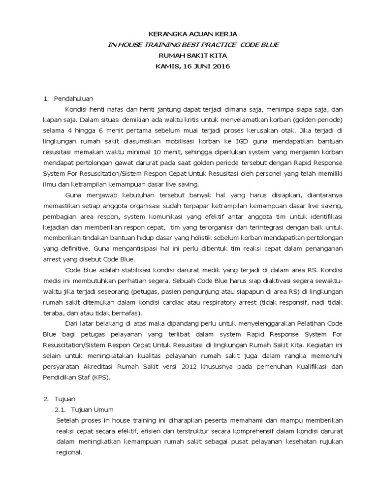 KAK-Code Blue RS Kita | PDF