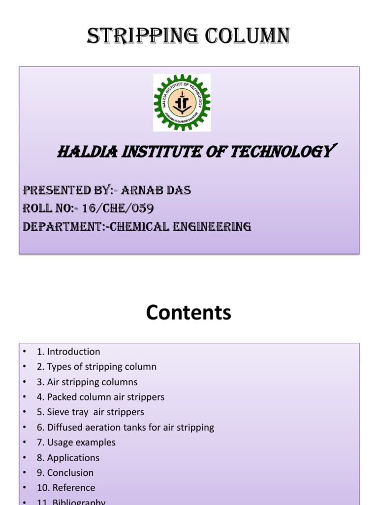 Stripping Column: Haldia Institute of Technology | PDF | Nature ...