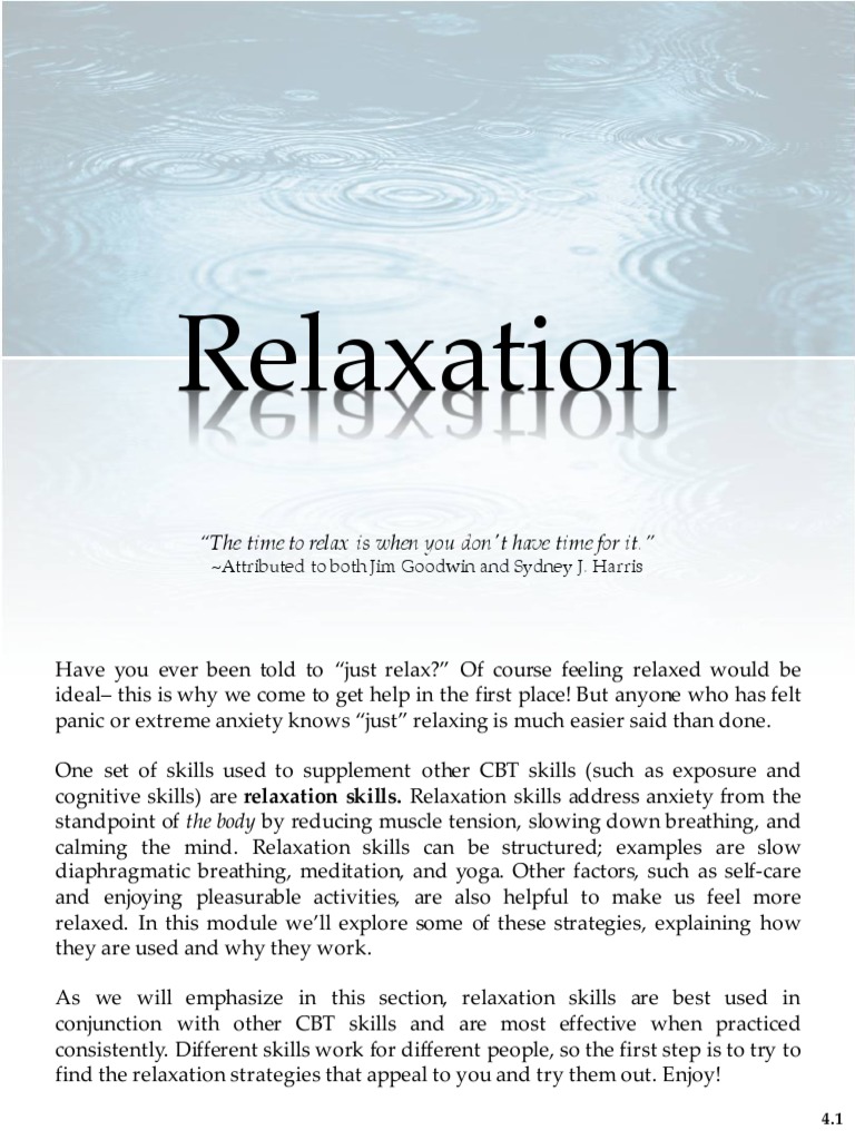 Relaxation Skills For Anxiety | PDF | Relaxation (Psychology) | Mindfulness