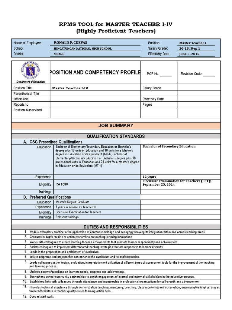 Rpms Tools Full Package | PDF | Teachers | Academic Degree