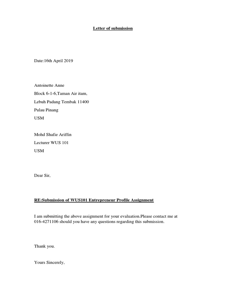 Letter of Submission