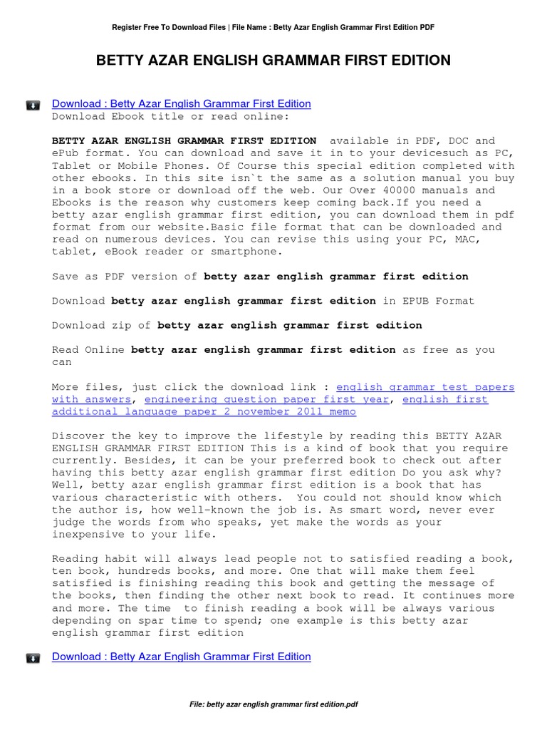 Betty Azar English Grammar First Edition | PDF