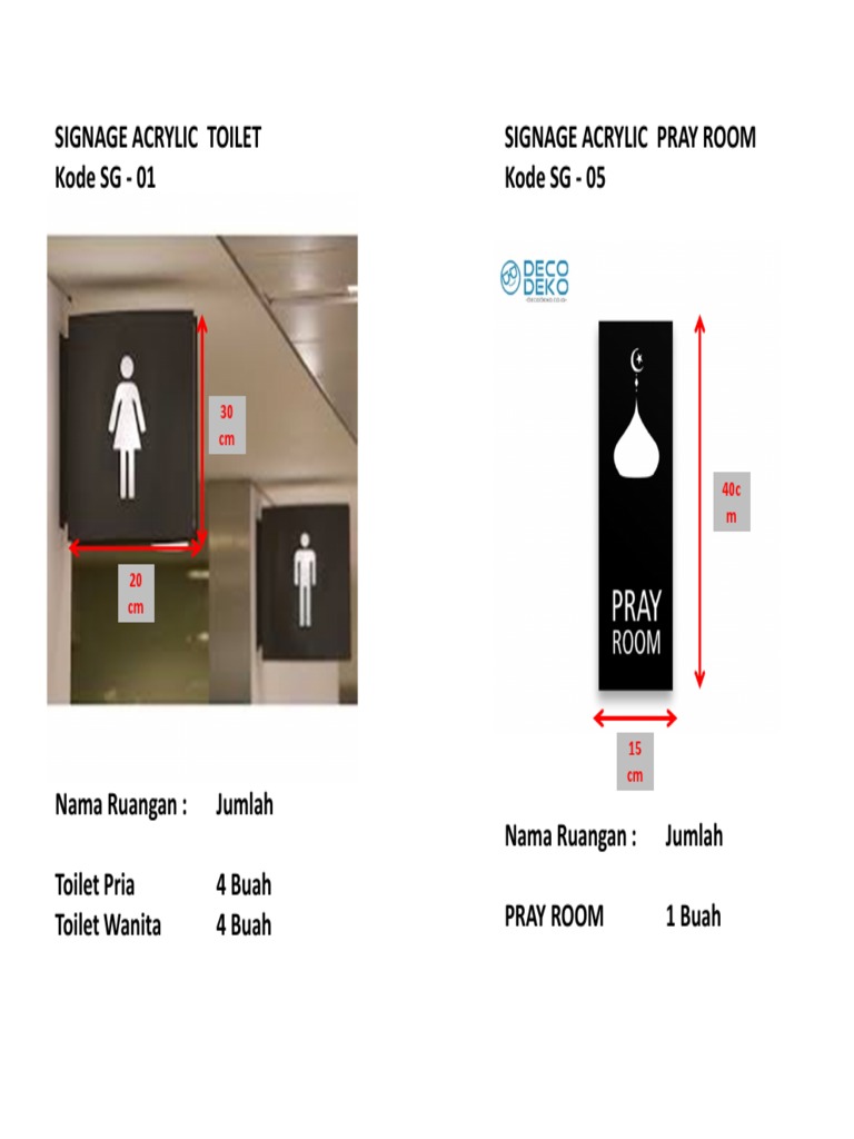 Ukuran Signage Acrylic