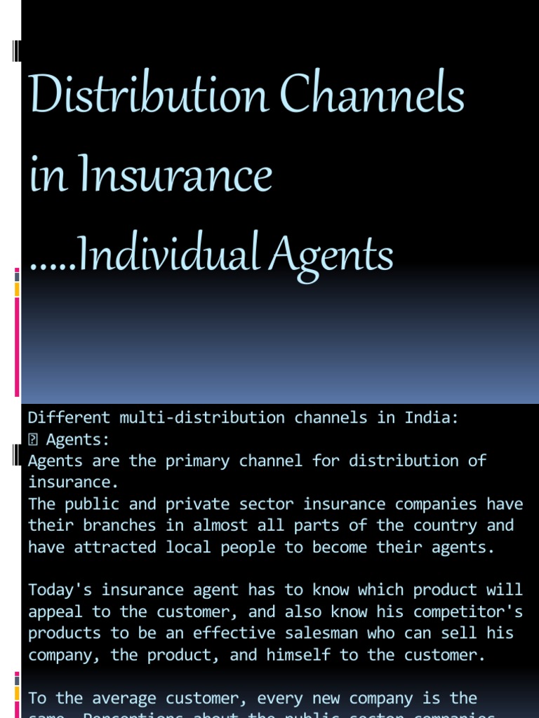 Distribution Channels in Insurance ..: Individual Agents | PDF ...