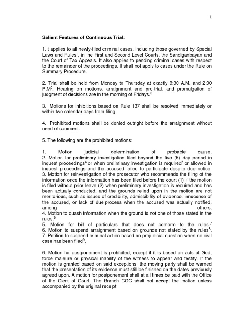 Salient Features of Continuous Trial and RA 10951 | PDF | Prosecutor ...