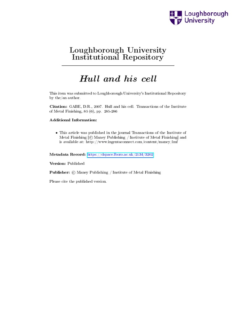 Hull Cell Introduction | PDF | Chemistry | Materials