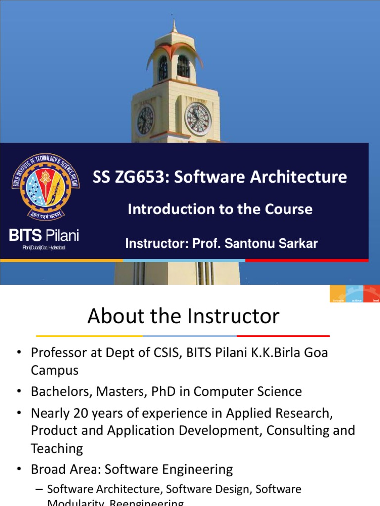SS ZG653: Software Architecture: Introduction To The Course | Download Free PDF | Software ...