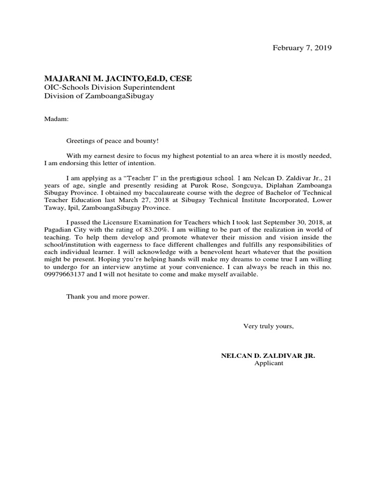 Deped Application Letter | PDF