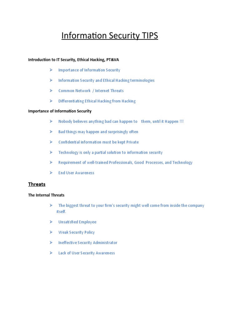 Information Security TIPS | PDF | Security Hacker | Computer Network