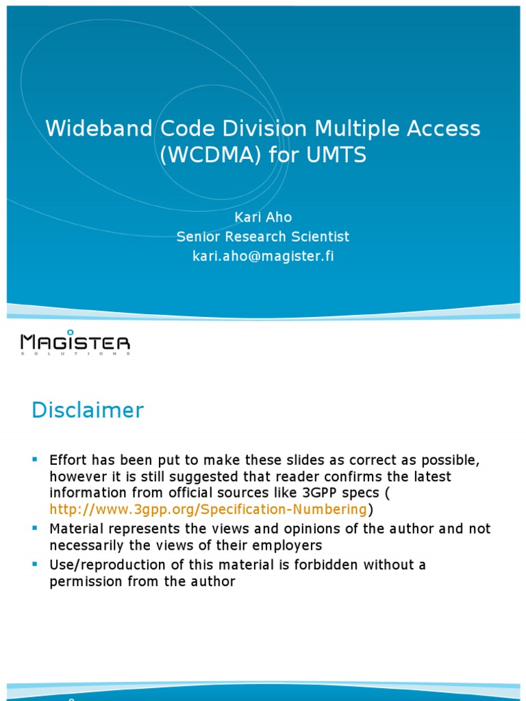 Wideband Code Division Multiple Access (Wcdma) For Umts: Kari Aho ...