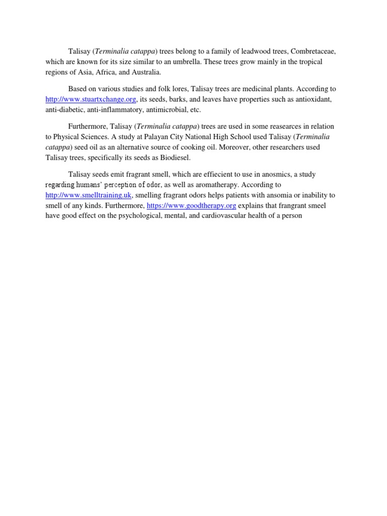 Health Benefits of Talisay Tree | PDF