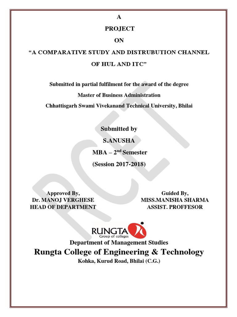 HUL vs ITC: Distribution Channel Study | PDF | Academic Degree | Master ...