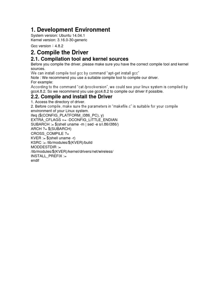 Development Environment: 2.1. Compilation Tool and Kernel Sources | PDF