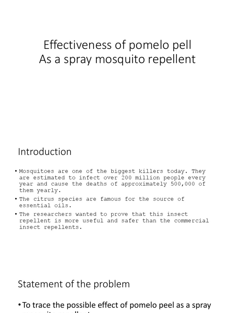 Effectiveness of Pomelo Pell As A Spray Mosquito Repellent | PDF