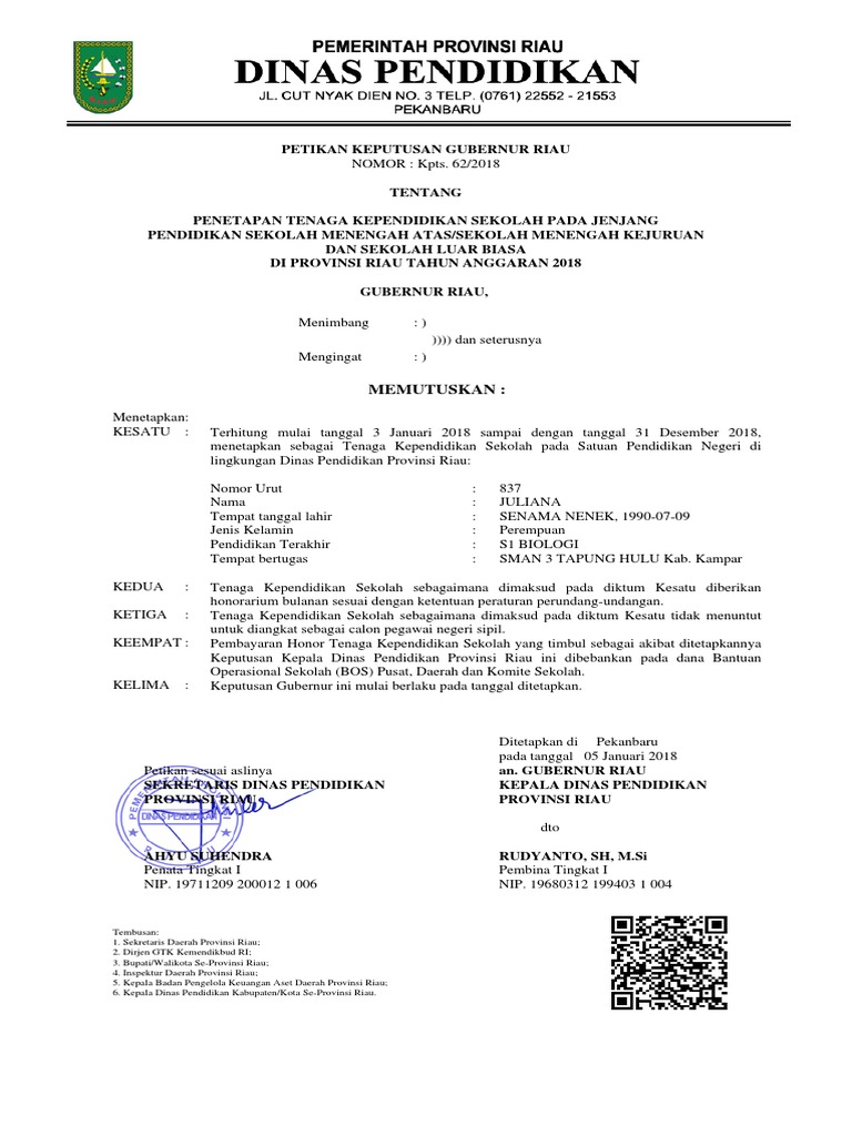 Contoh SK Dinas | PDF