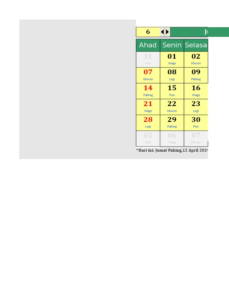 Kalender Excel | PDF | Java | Indonesia