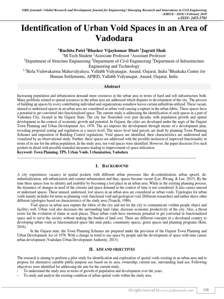 Identification of Urban Void Spaces in An Area of Vadodara | PDF | City ...