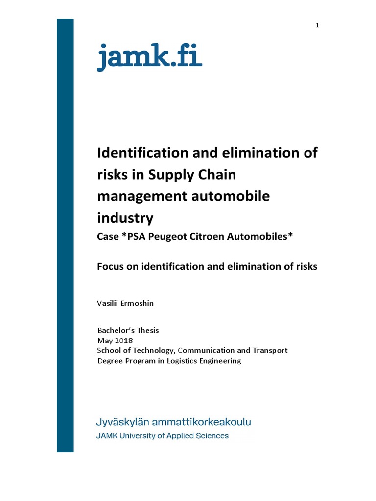 Thesis Final V.E | PDF | Risk Management | Supply Chain