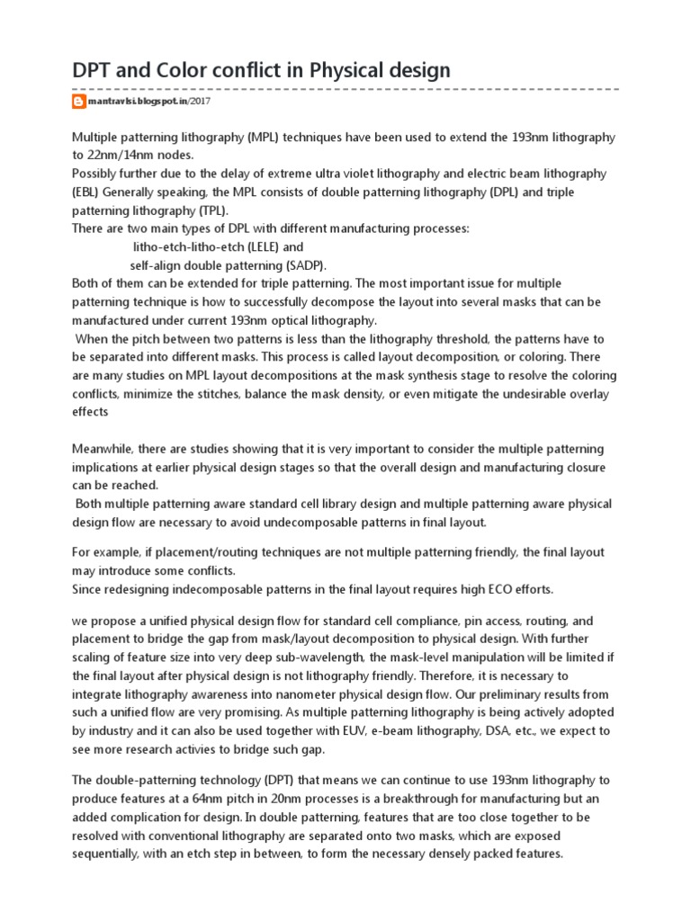 Double Patterning in VLSI | PDF | Electronic Engineering | Applied And ...