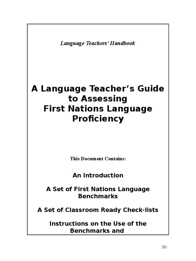 A Language Teacher's Guide To Assessing First Nations Language ...