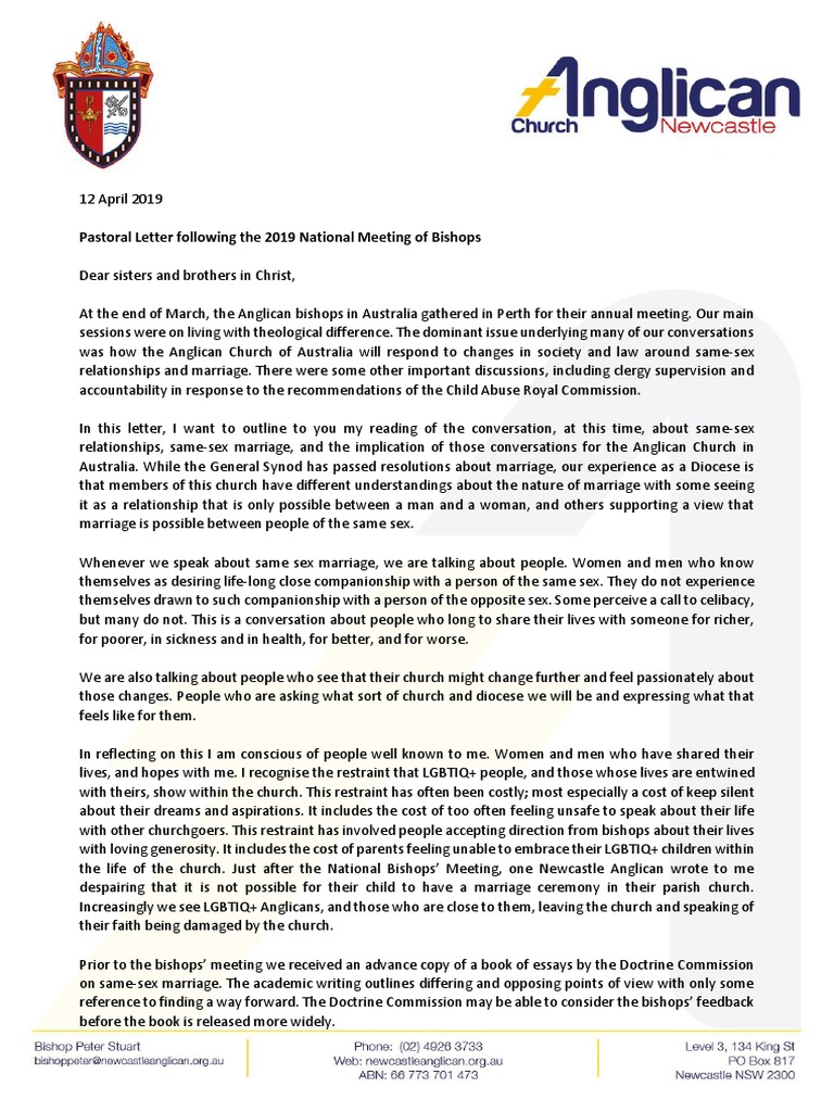 Pastoral Letter Following the National Meeting of Bishops 2019 April ...