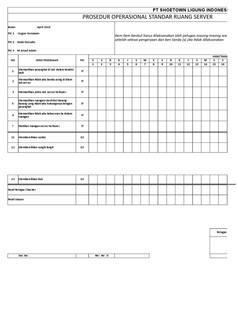 Checklist Datacenter Room | PDF
