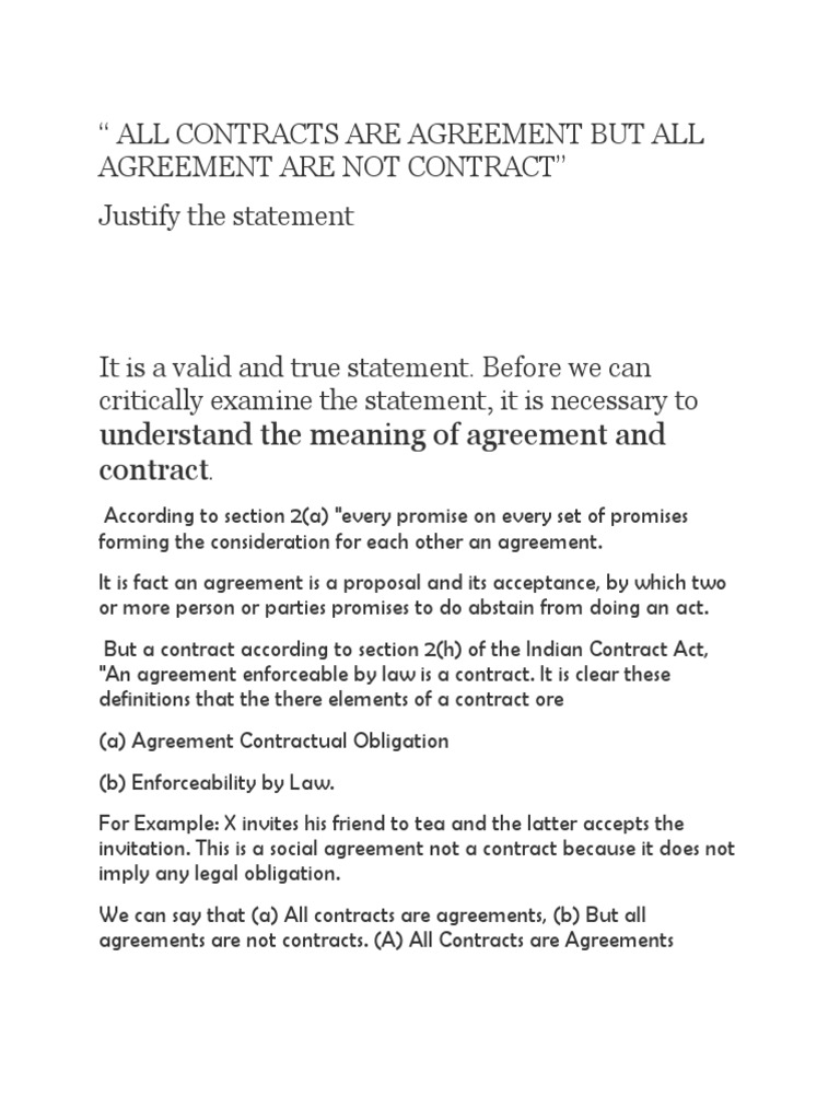 All Contracts are Agreements but All Agreements are Not Contracts ...