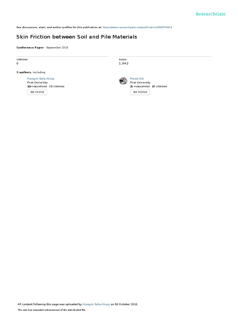 Skin Friction Between Soil and Pile Materials | PDF | Geotechnical ...