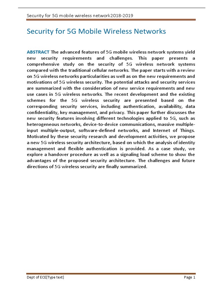 Security For 5G Mobile Wireless Networks | PDF | Cryptography | Public ...