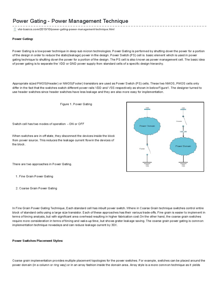 Power Gating - Power Management Technique - VLSI Basics and Interview ...