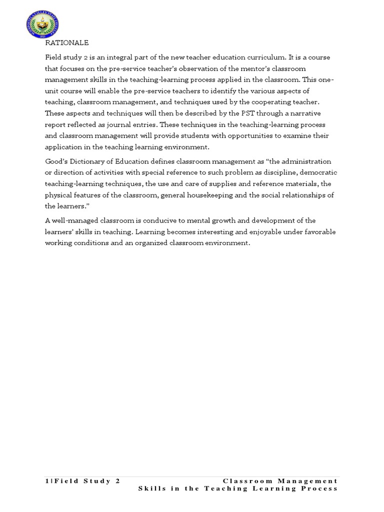 My FS2 | PDF | Classroom Management | Teachers