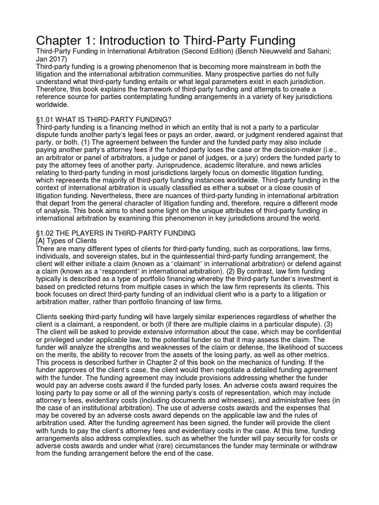 Chapter 1: Introduction To Third-Party Funding | PDF | Loans | Insurance