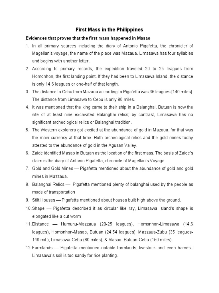 First Mass in the Philippines: Limasawa vs. Masao | PDF | Exploration
