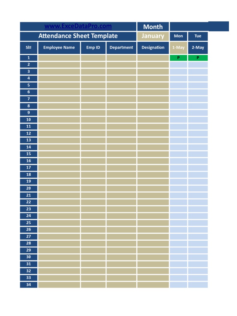 Employee Attendance Sheet | Descargar gratis PDF | Business