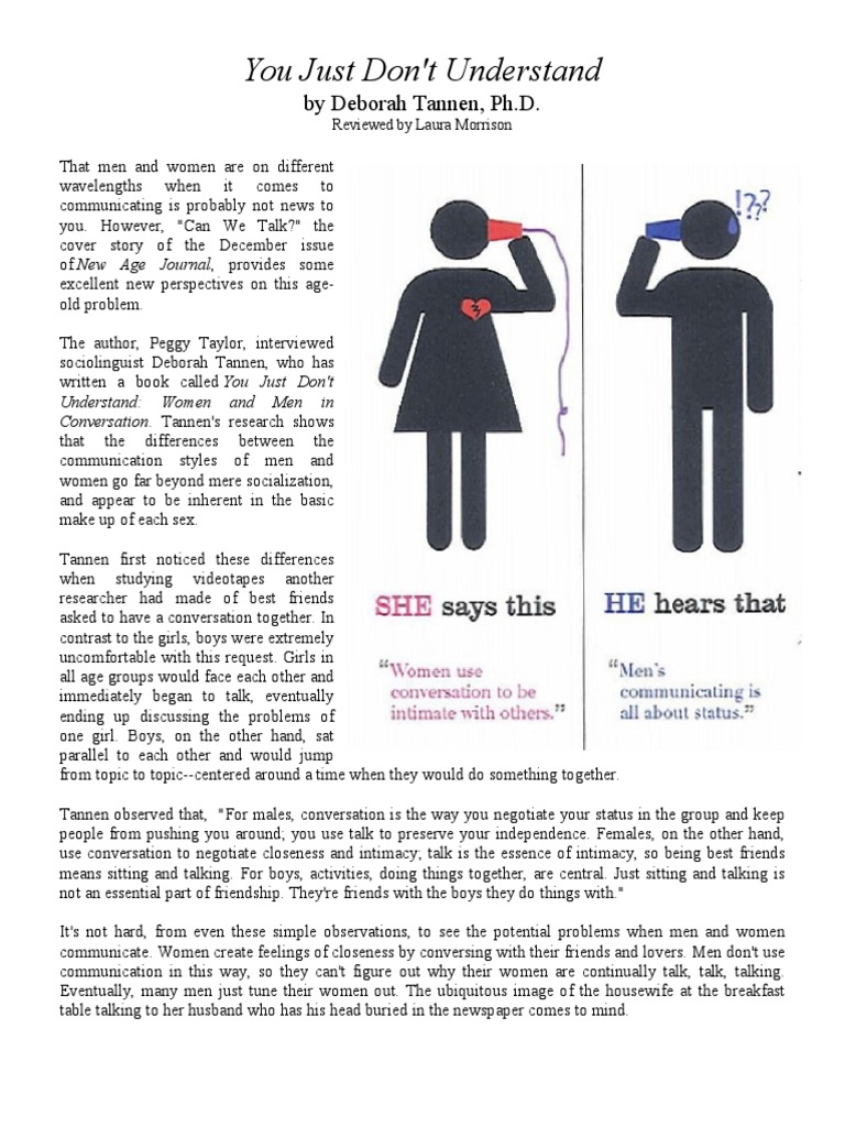 Gender Communication Insights by Tannen | PDF | Conversation ...