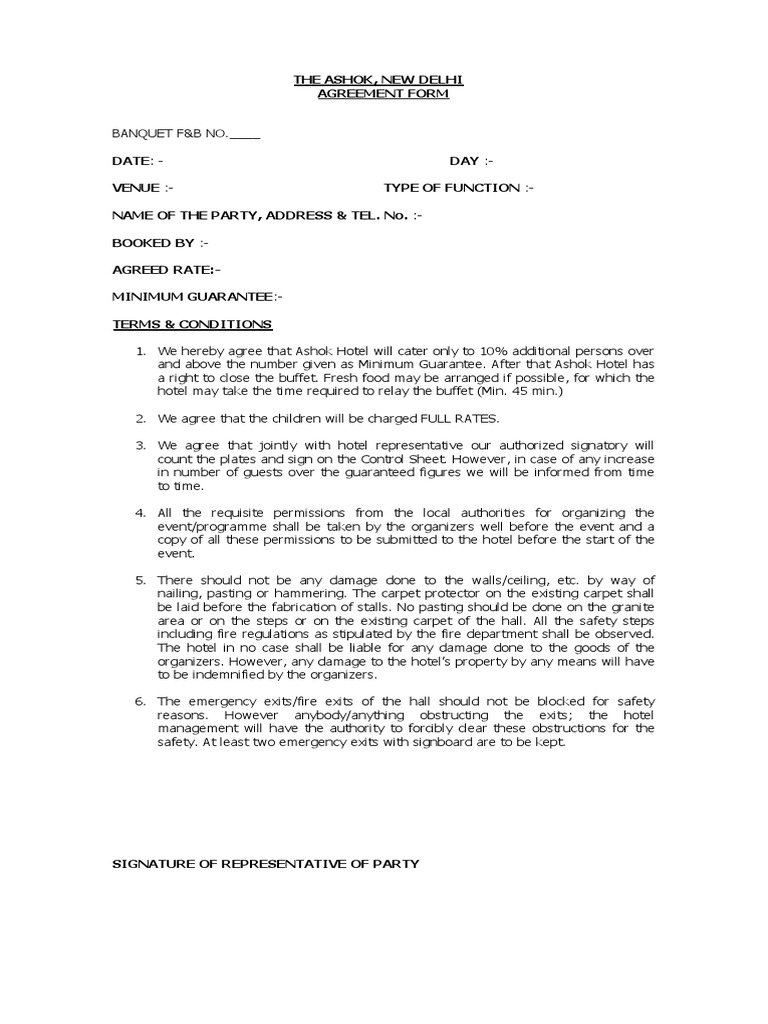 Banquet Agreement Form | PDF | Credit Card | Business