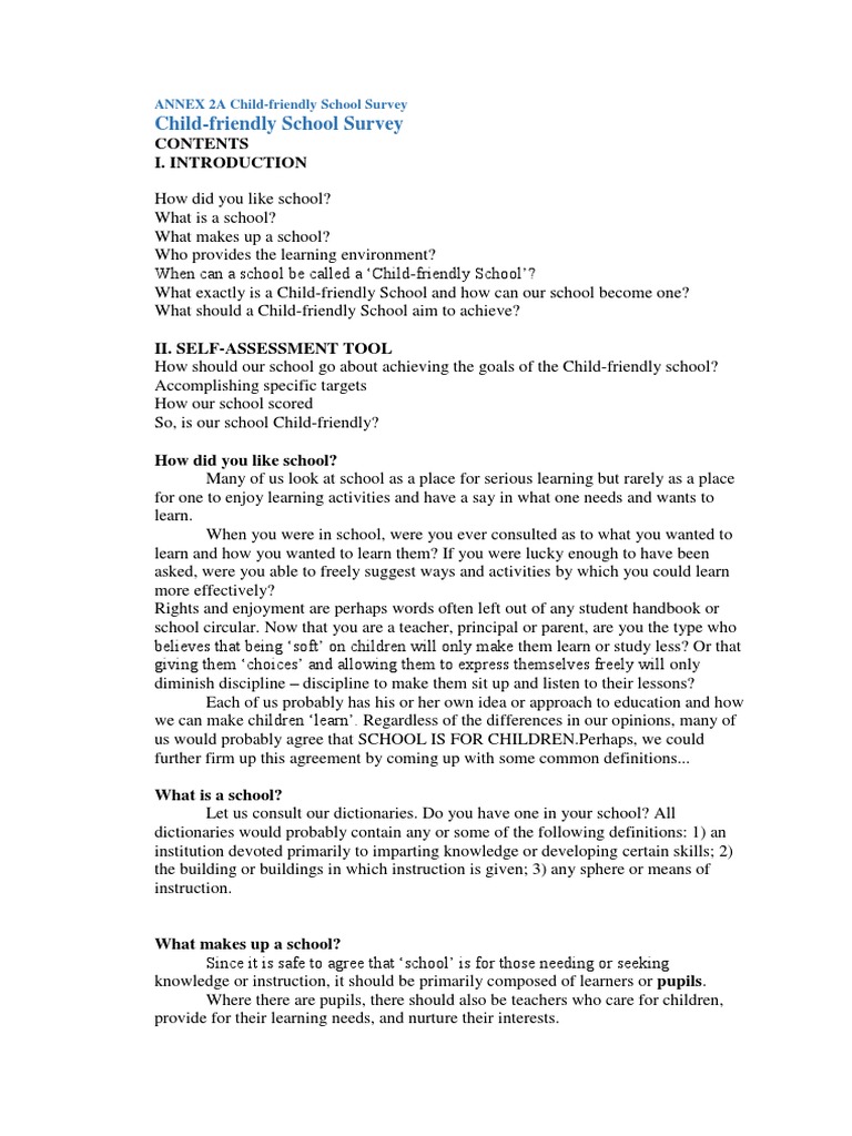 ANNEX 2A Child Friendly | PDF | Schools | Teachers