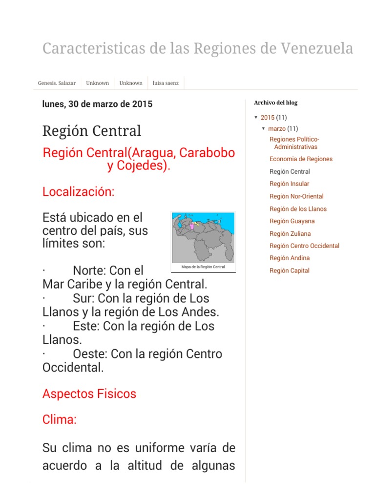 Características de la Región Central de Venezuela | PDF | Geografía ...