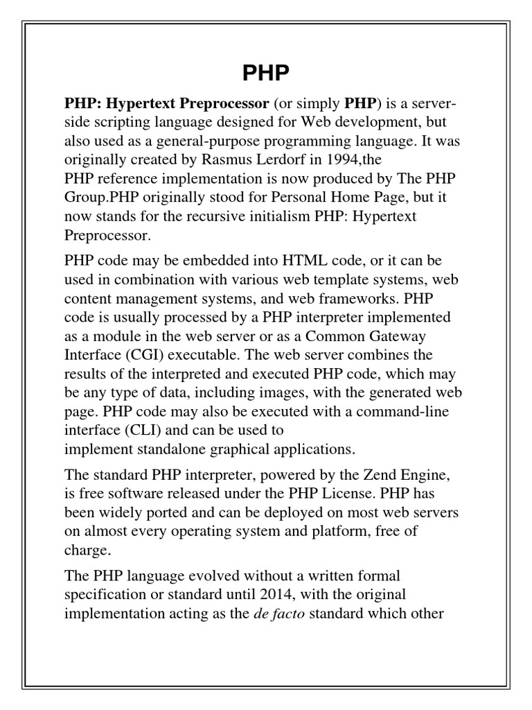 PHP: Hypertext Preprocessor (Or Simply PHP) Is A Server | PDF | Php | Method (Computer Programming)