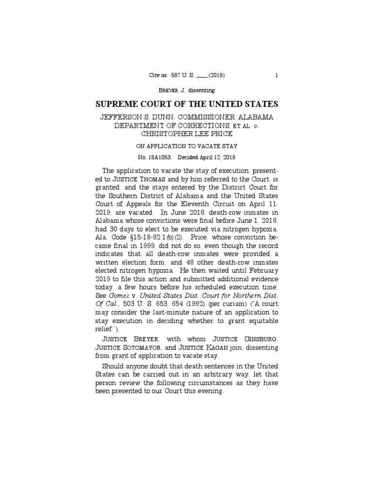 SCOTUS Order | PDF | Lethal Injection | Supreme Court Of The United States