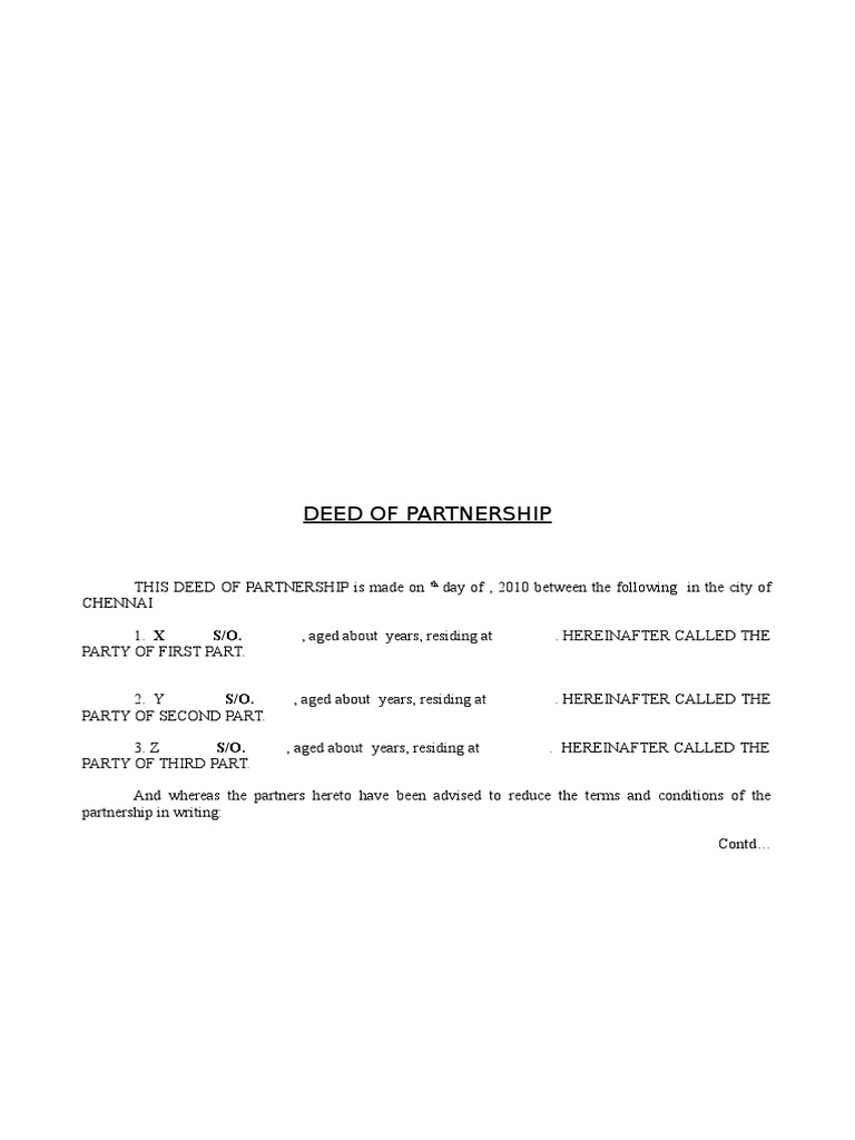 Partnership Deed | PDF | Partnership | Taxes
