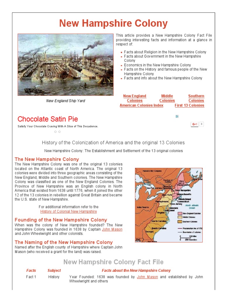 New Hampshire Colony Info Sheet | PDF