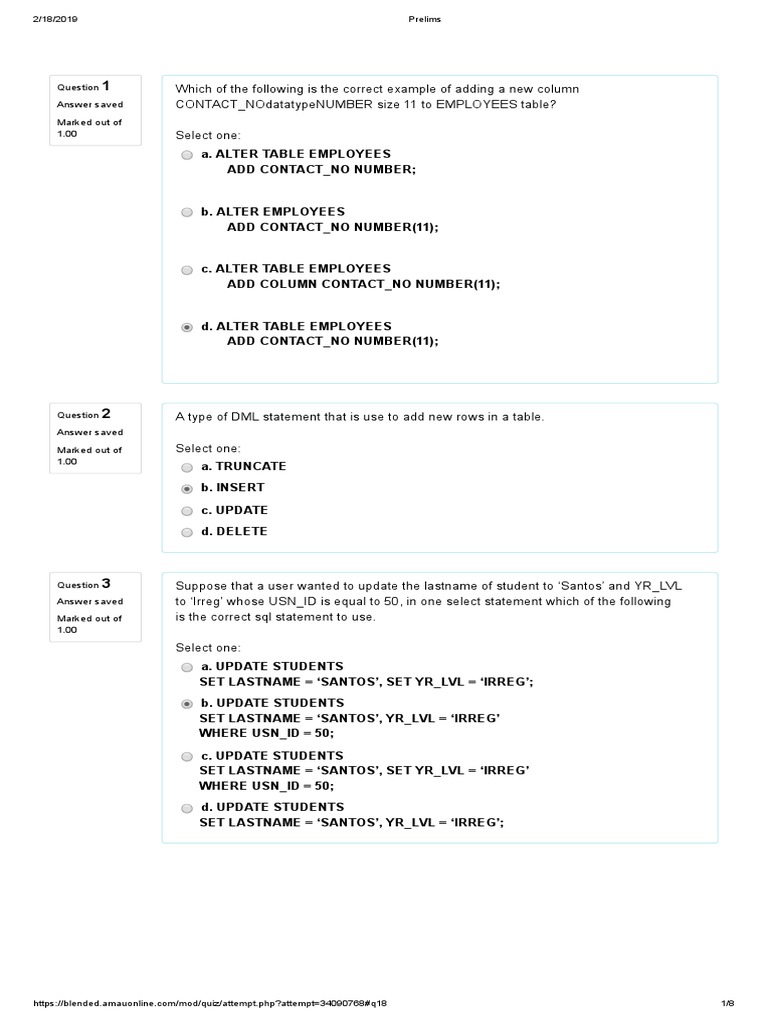 Prelims Database PDF | PDF | Table (Database) | Data Management Software