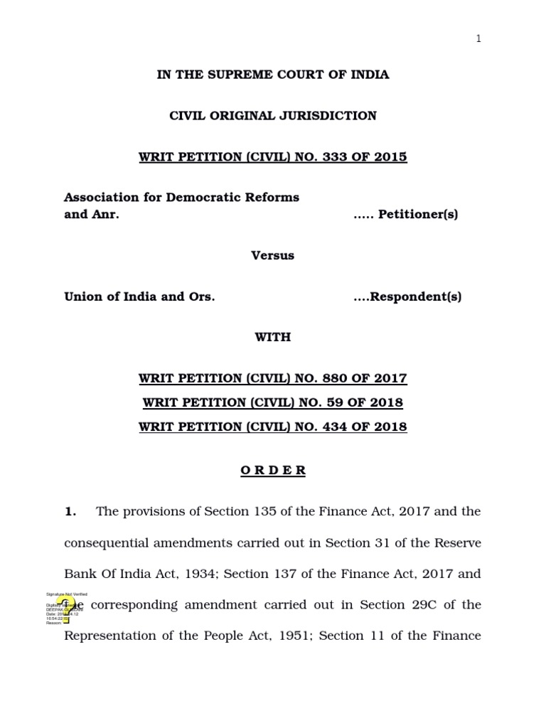 Electoral Bonds Interim Order SC 12.04.2019 | PDF | Promissory Note ...